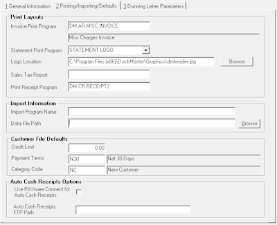 Accounts Receivable Parameters | DockMaster Documentation